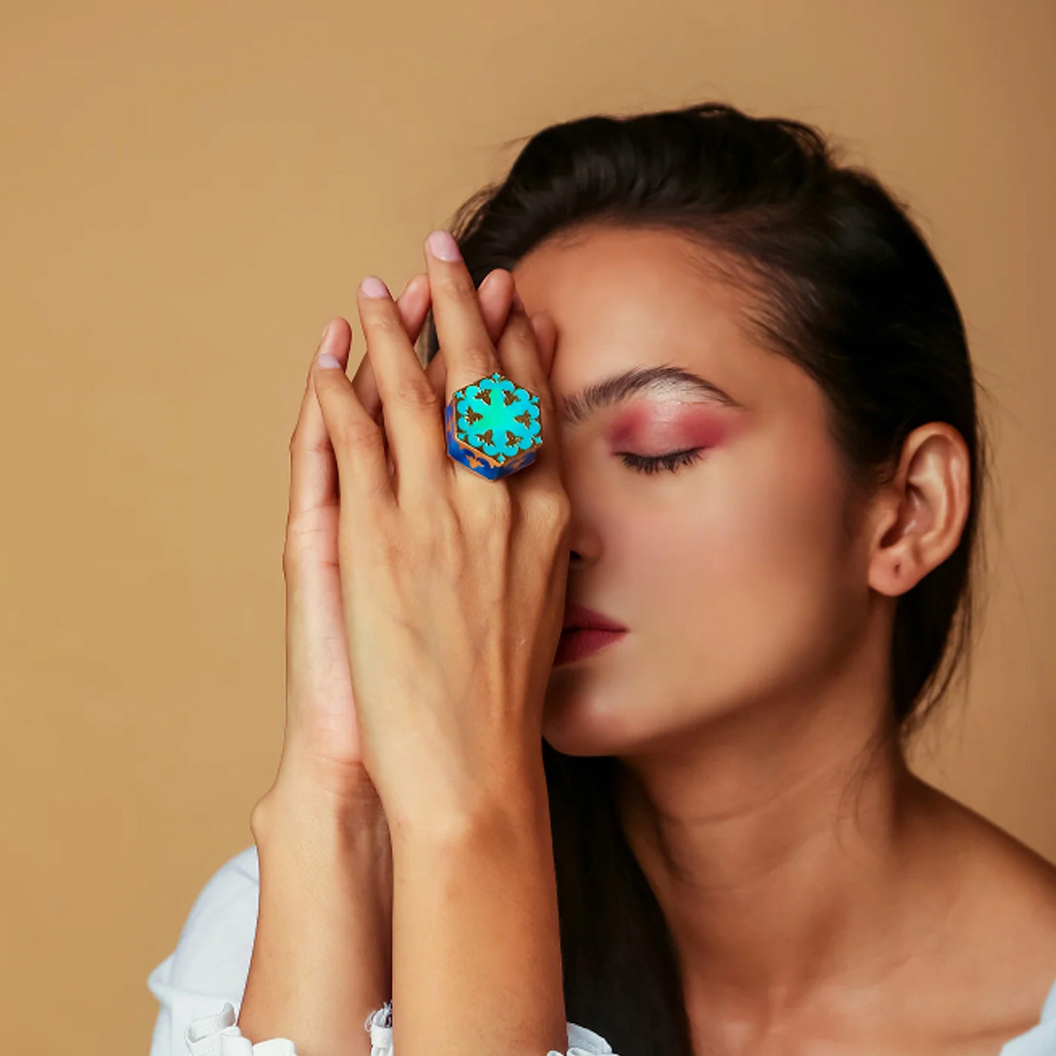 Shop Arabesque Design Enamel Ring For Women - Red Dot Jewels