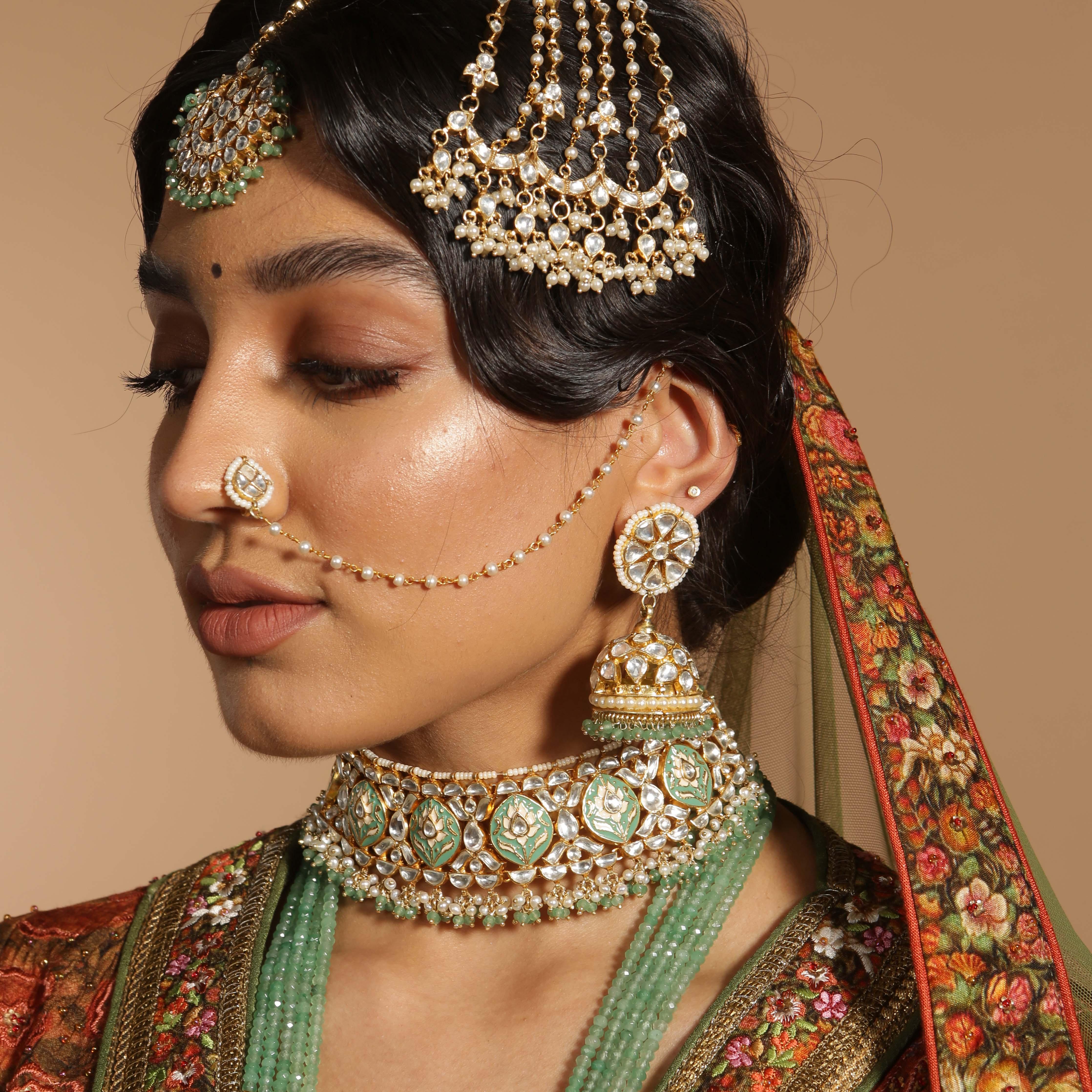 Handcrafted Indian Nath Nose Ring for Bride | Red Dot Jewels
