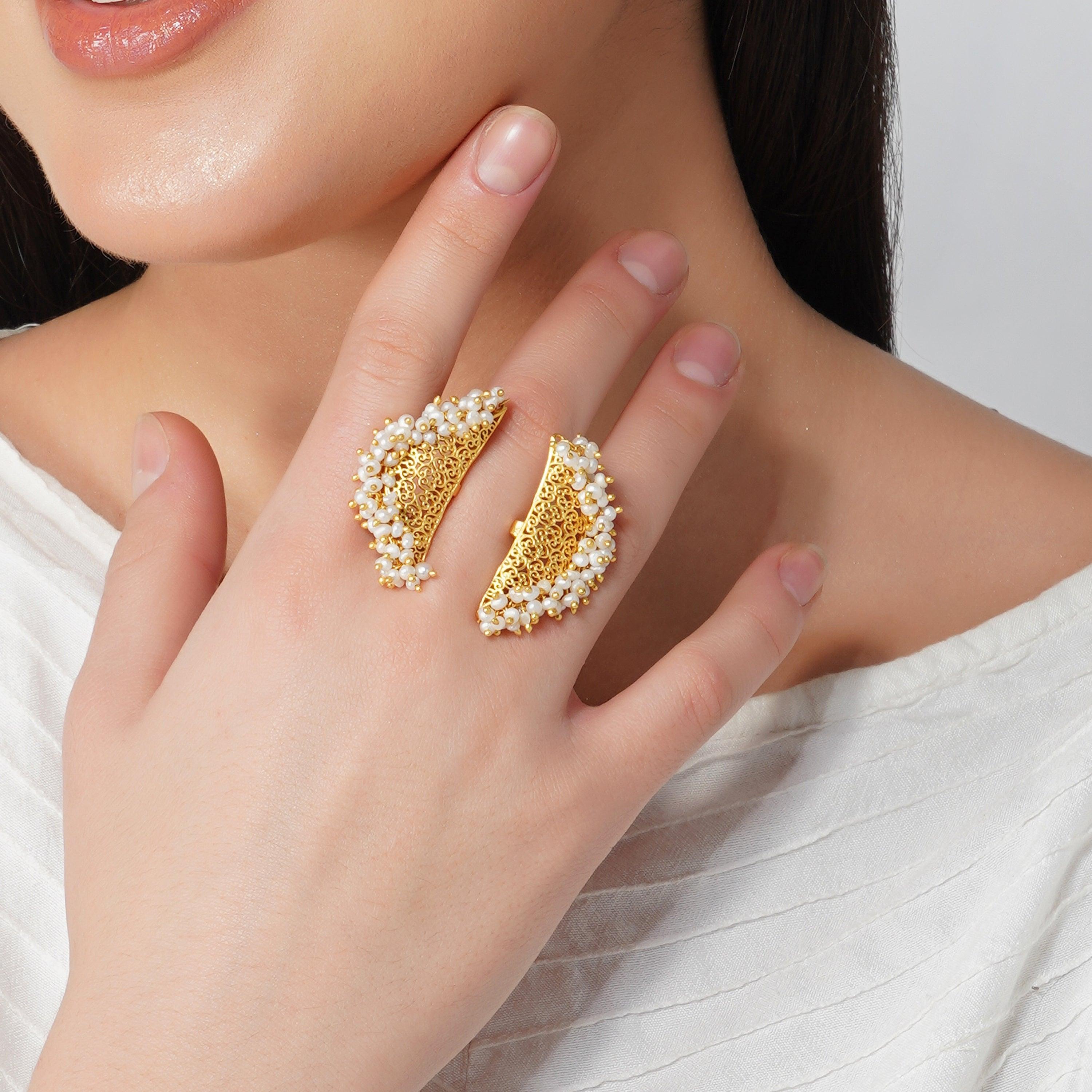Gold Plated Statement Ring for Women | Red Dot Jewels